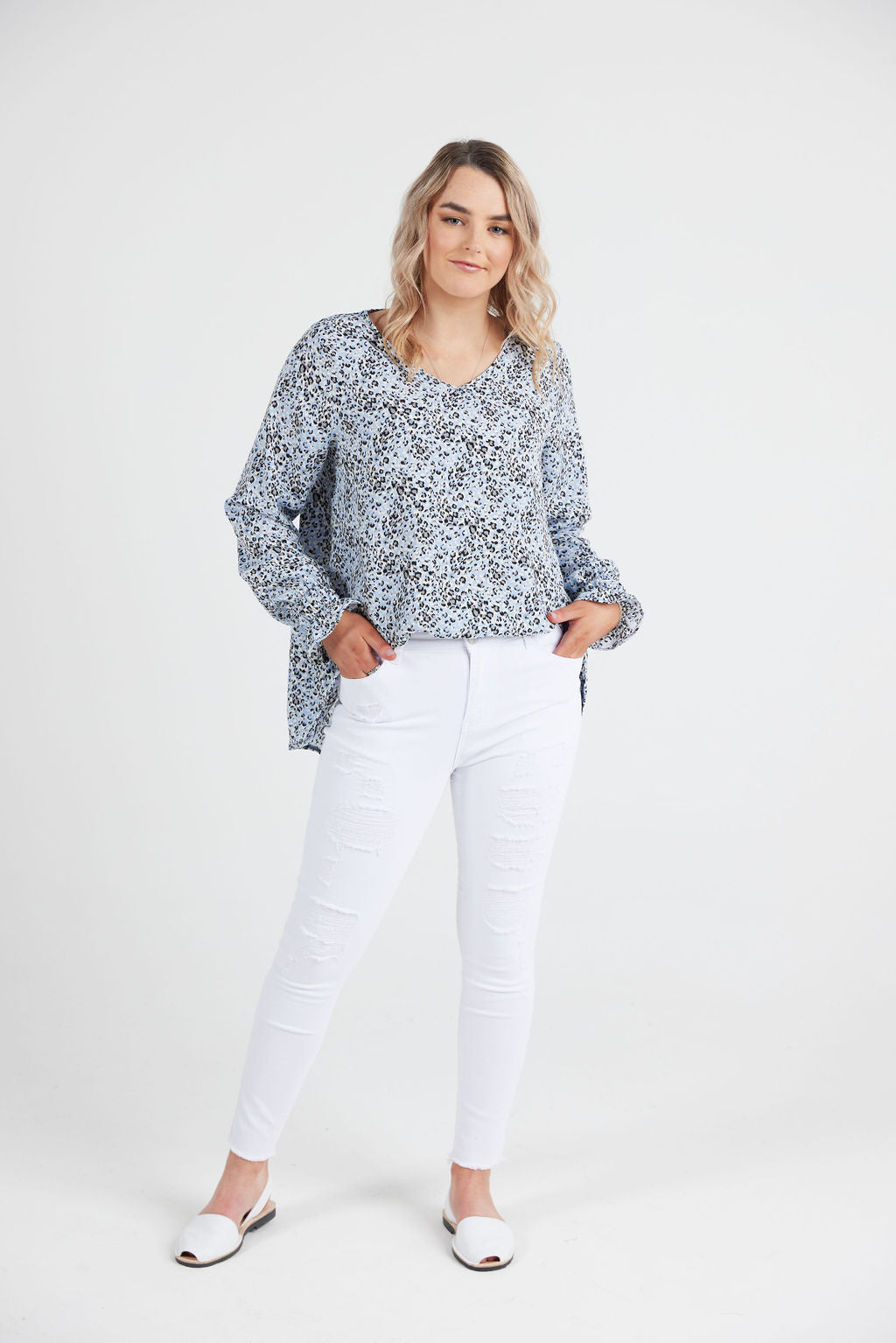 Grace Top Blue Leopard – Mint Boutique LTD - All Rights Reserved